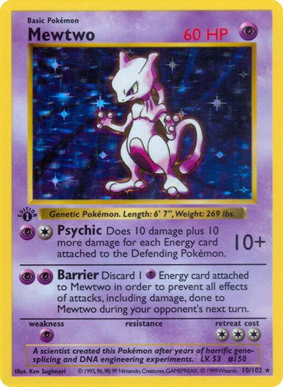 Pokemon Base Set (1st Edition & Shadowless) Mewtwo 10
