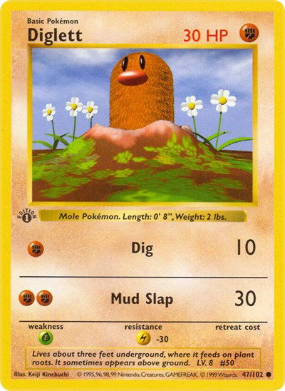 Pokemon Base Set (1st Edition & Shadowless) Diglett 47