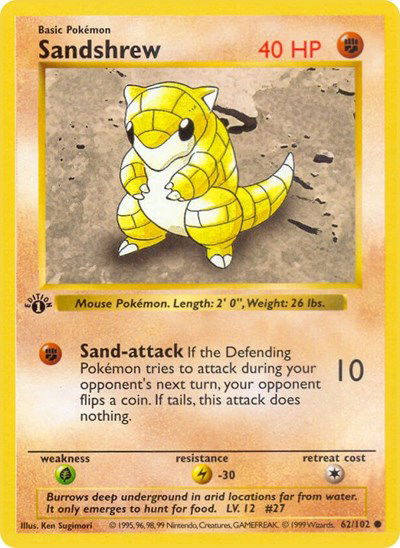 Pokemon Base Set (1st Edition & Shadowless) Sandshrew 62