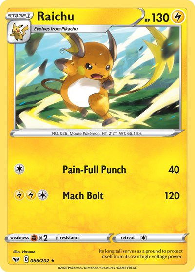 Pokemon Sword & Shield Base Set Raichu 066/202