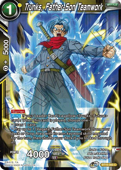 Dragon Ball Super Realm of the Gods Trunks, Father-Son Teamwork BT16-083