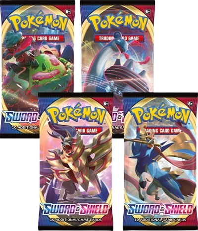 Sword and Shield Base Set Booster Pack Art Bundle [Set of 4] - Sword ...