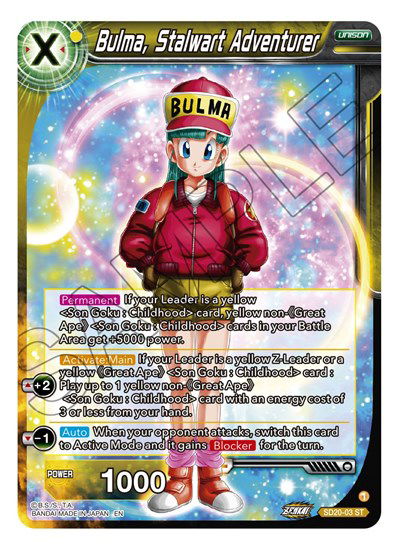Dragon Ball Super Dawn of the Z-Legends Bulma, Stalwart Adventurer SD20-03