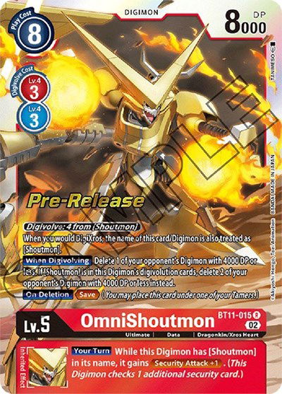 OmniShoutmon - BT11-015 R - Dimensional Phase Pre-Release Cards Digimon ...