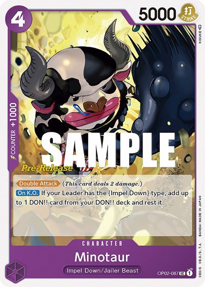 One Piece Paramount War Pre-Release Cards Minotaur OP02-087
