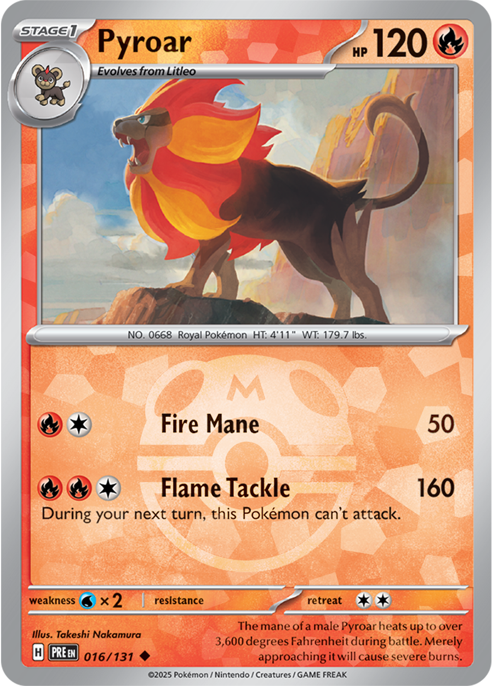 Pokemon Prismatic Evolutions Pyroar (Master Ball Pattern) 016/131