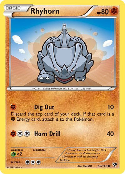 Pokemon XY Base Set Rhyhorn 60